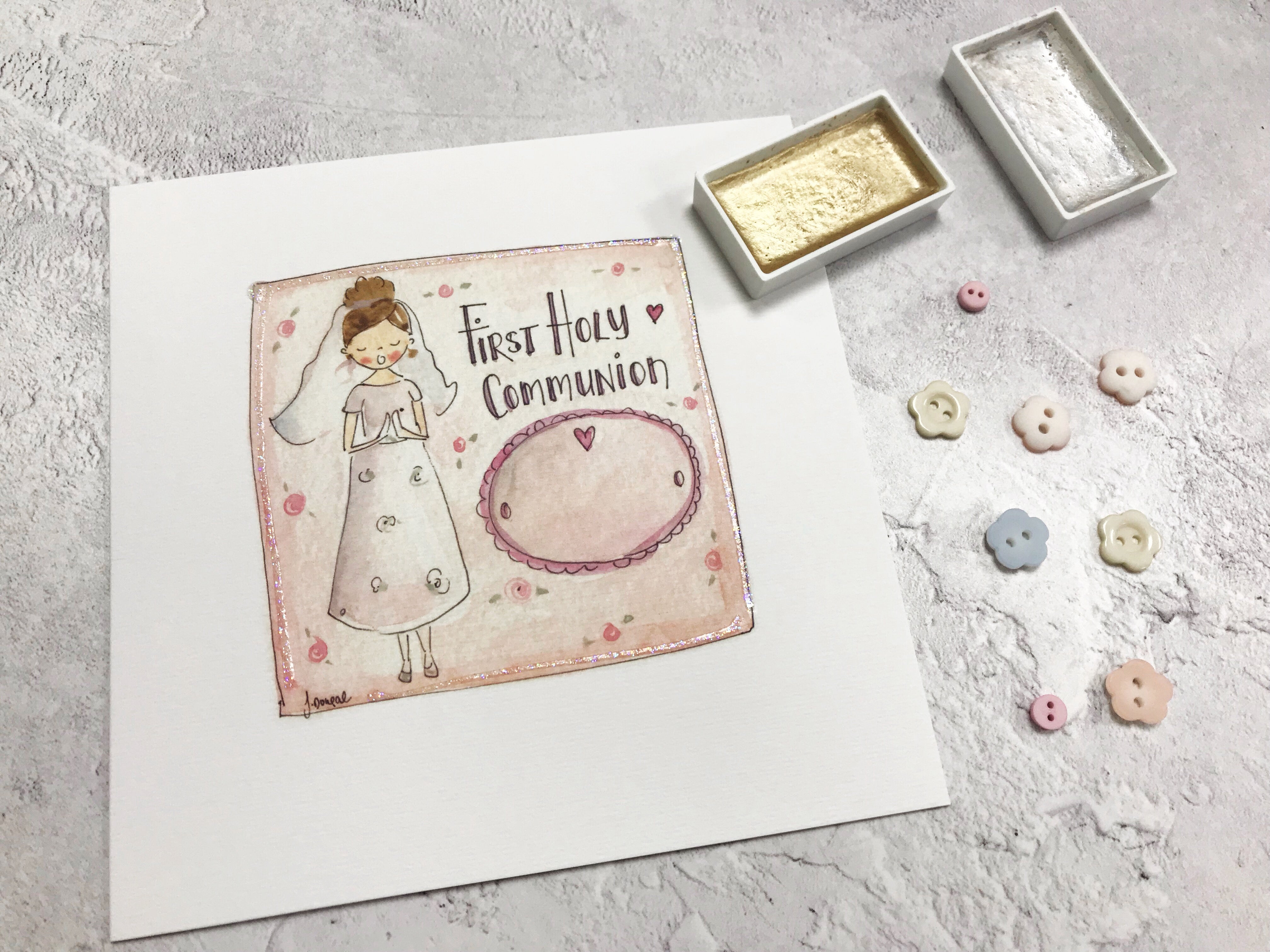 First Holy Communion, Little Girl Card - Personalised – Little Heart